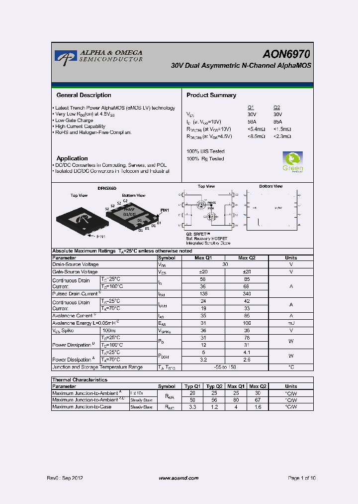 AON6970_5834774.PDF Datasheet Download --- IC-ON-LINE