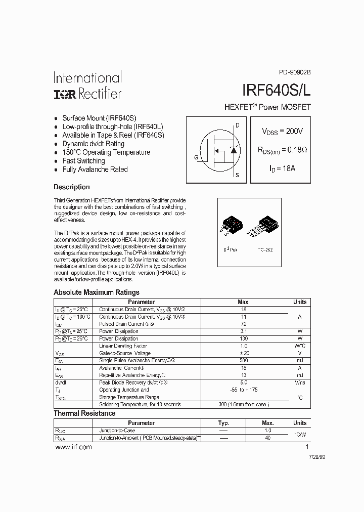 IRF640STR_5836066.PDF Datasheet Download --- IC-ON-LINE