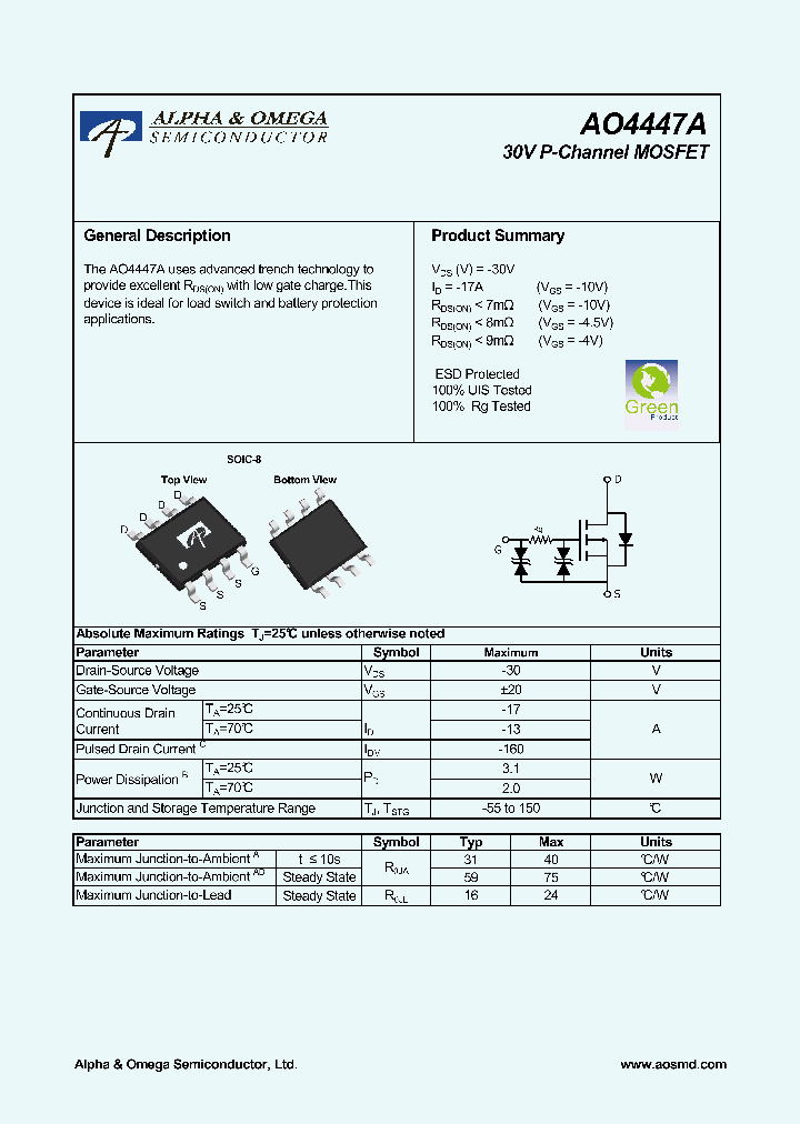 AO4447A_5837209.PDF Datasheet Download --- IC-ON-LINE