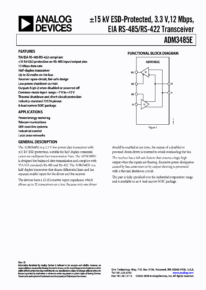 ADM3485EARZ-REEL_5864666.PDF Datasheet Download --- IC-ON-LINE