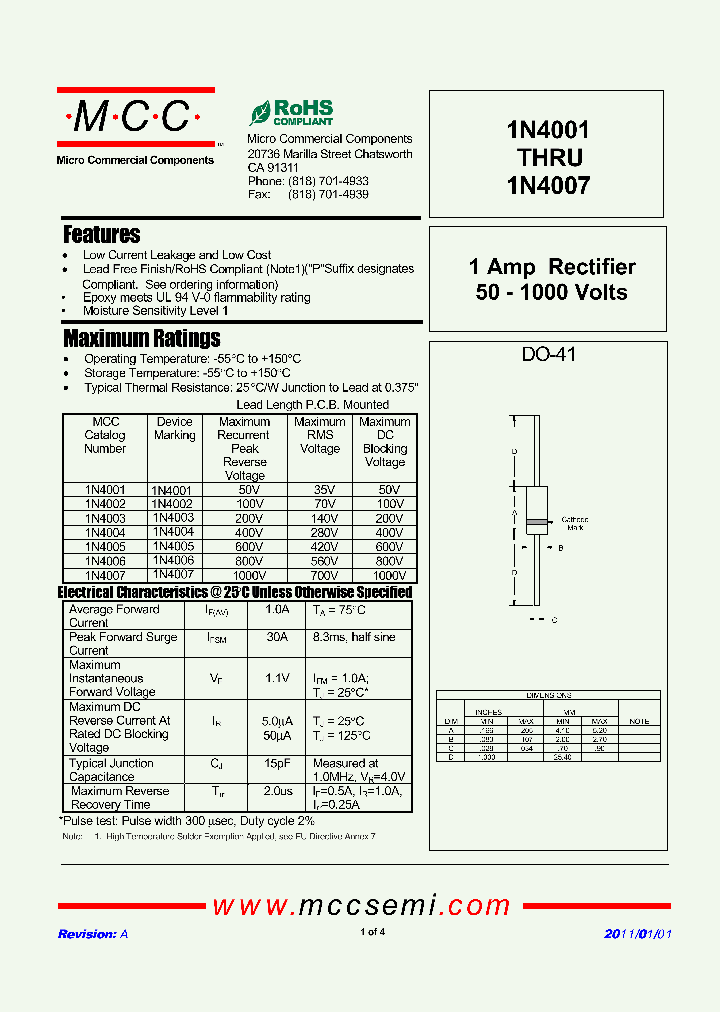 1N4001-TP_5899806.PDF Datasheet Download --- IC-ON-LINE