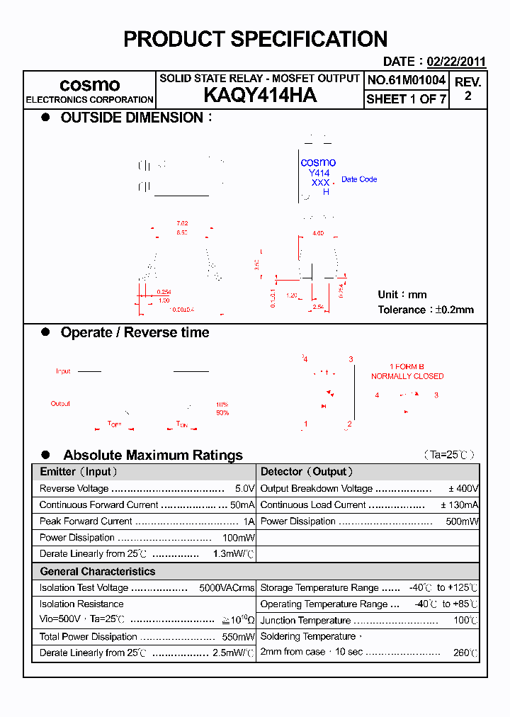 KAQY414HA_5930135.PDF Datasheet Download --- IC-ON-LINE