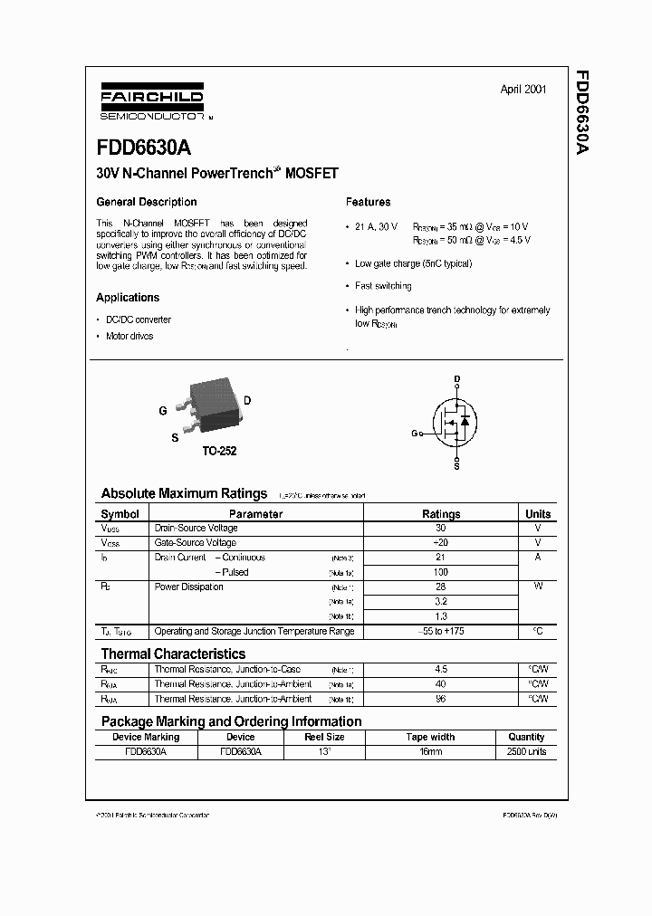FDD6630A_5967740.PDF Datasheet Download --- IC-ON-LINE