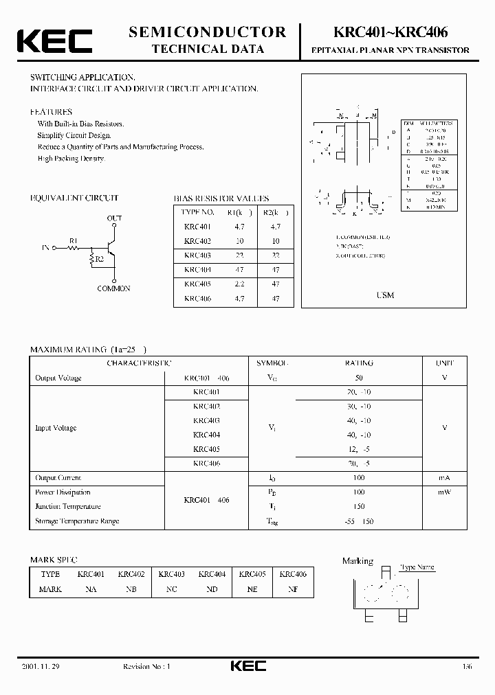 KRC401_5967011.PDF Datasheet Download --- IC-ON-LINE