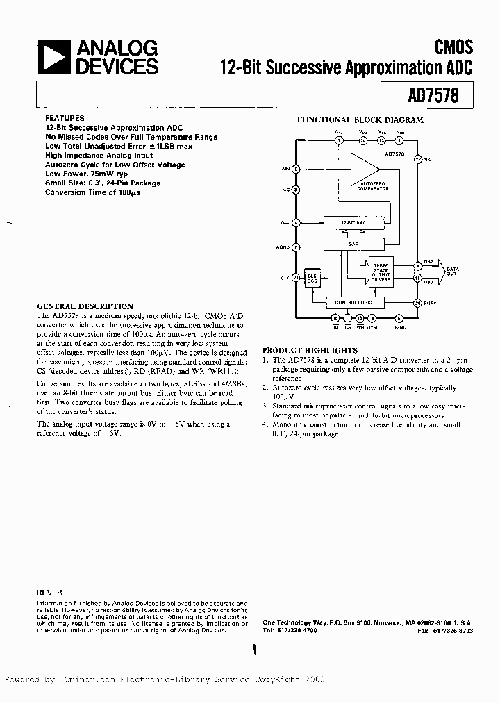 AD7578TD883B_5984203.PDF Datasheet Download --- IC-ON-LINE