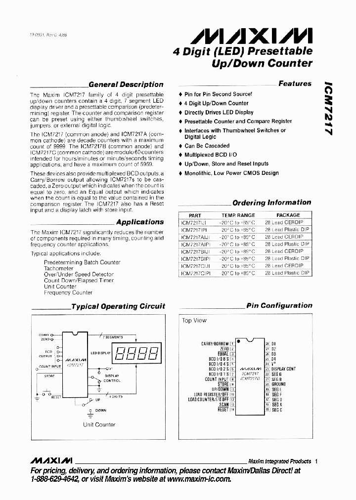 ICM7217_6009177.PDF Datasheet Download --- IC-ON-LINE