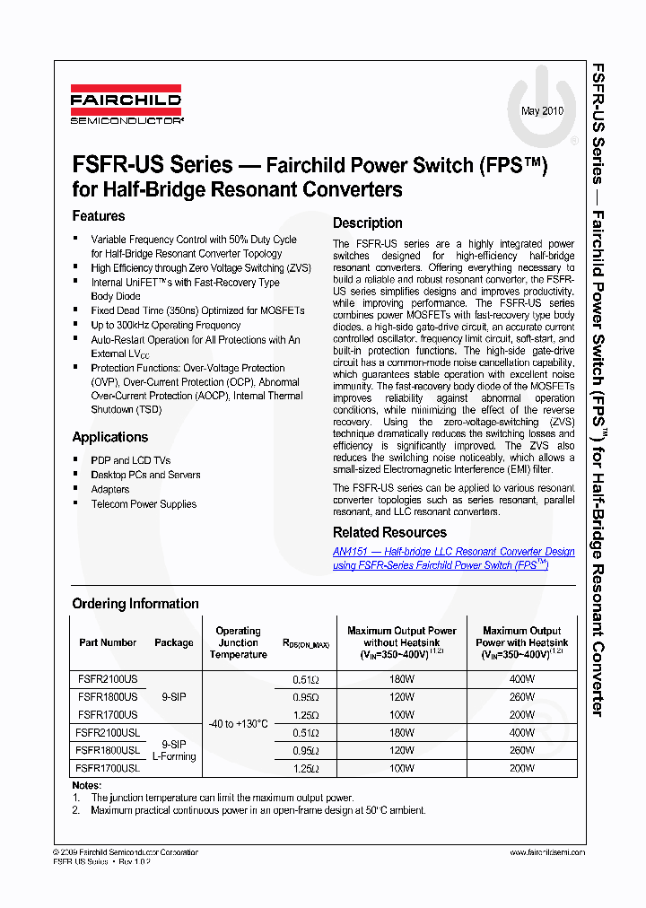 FSFR1700US_6062435.PDF Datasheet Download --- IC-ON-LINE