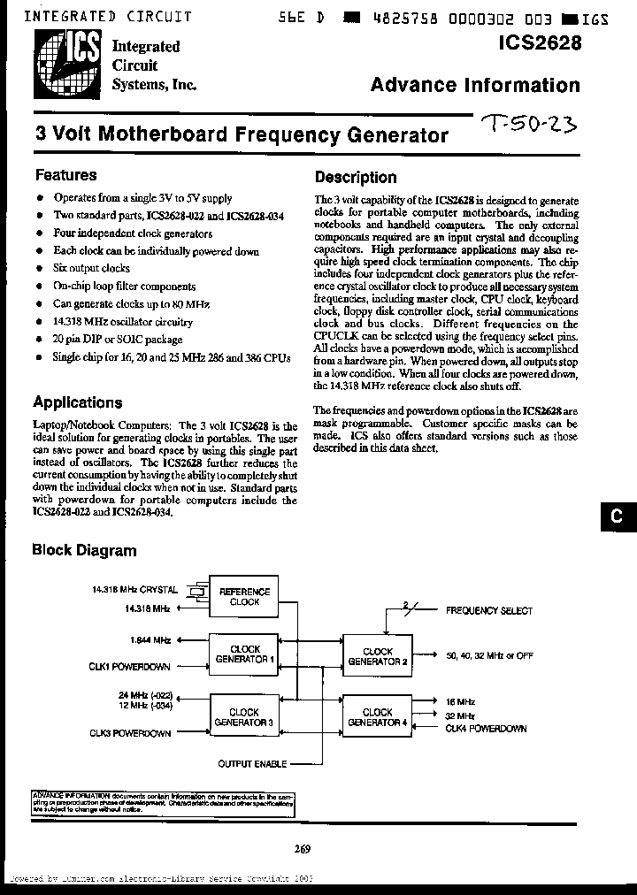 ICS2628N022_6185355.PDF Datasheet Download --- IC-ON-LINE