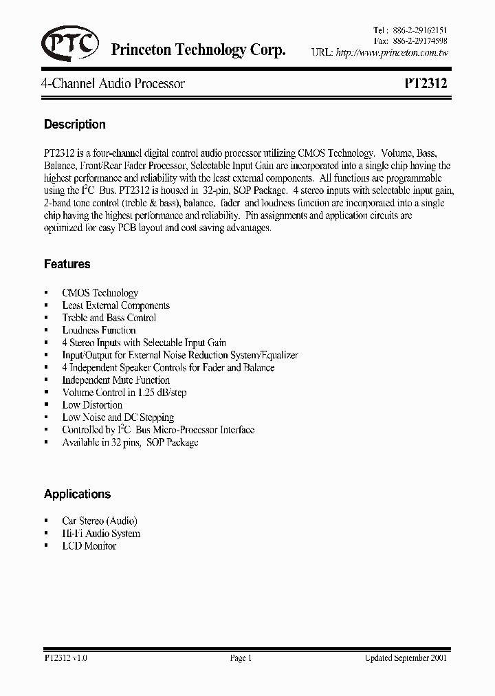 PT2312_6226688.PDF Datasheet Download --- IC-ON-LINE