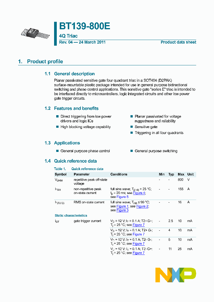 BT139-800E_6277666.PDF Datasheet Download --- IC-ON-LINE