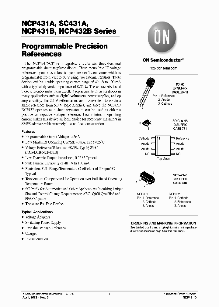 NCP431AVDR2G_6387081.PDF Datasheet Download --- IC-ON-LINE