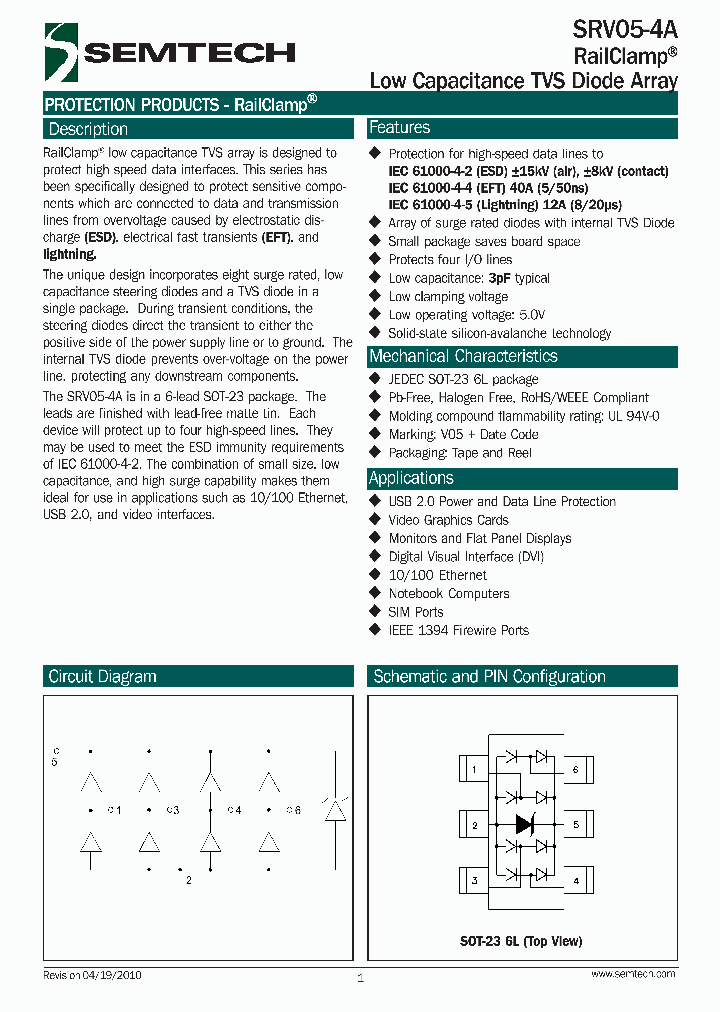SRV05-4ATCT_6434122.PDF Datasheet Download --- IC-ON-LINE