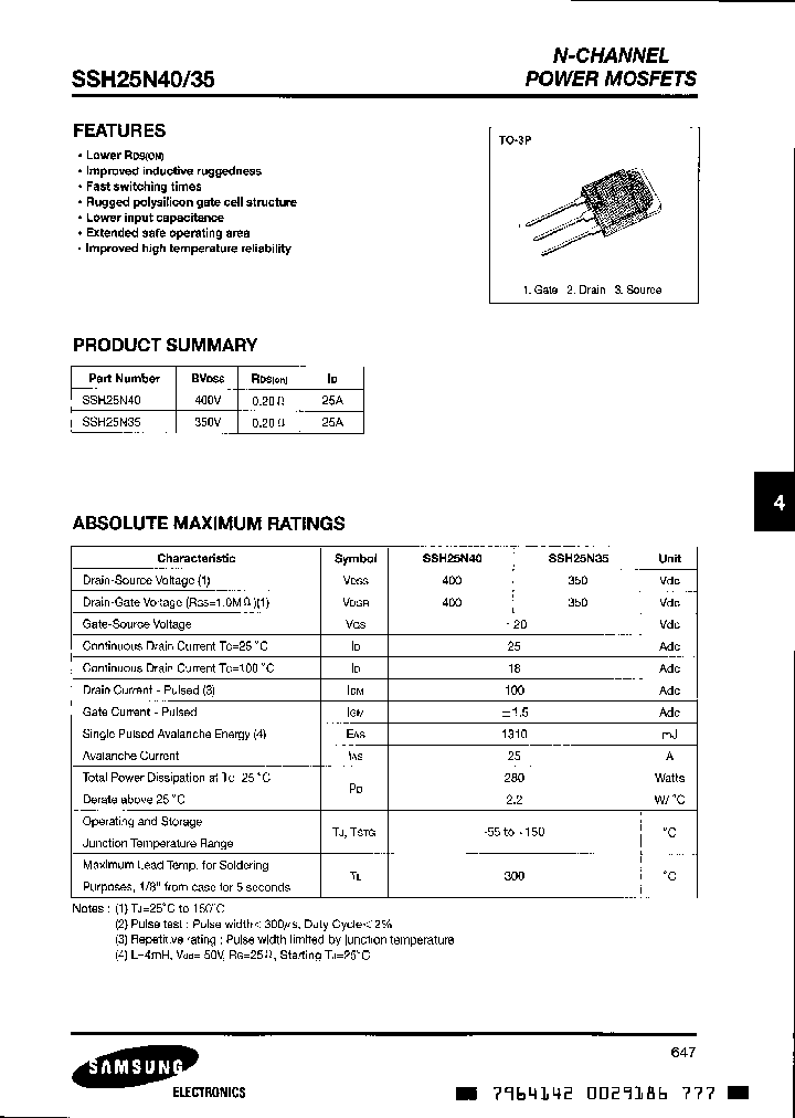 SSH25N40_6434188.PDF Datasheet Download --- IC-ON-LINE