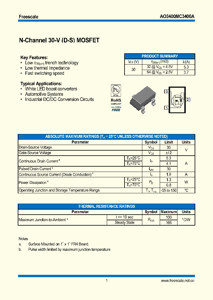 AO3400_6450675.PDF Datasheet Download --- IC-ON-LINE