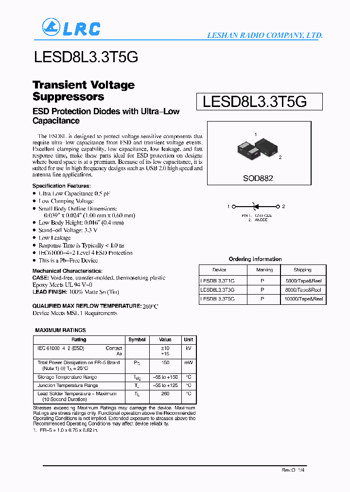 LESD8L33T3G_6498182.PDF Datasheet Download --- IC-ON-LINE