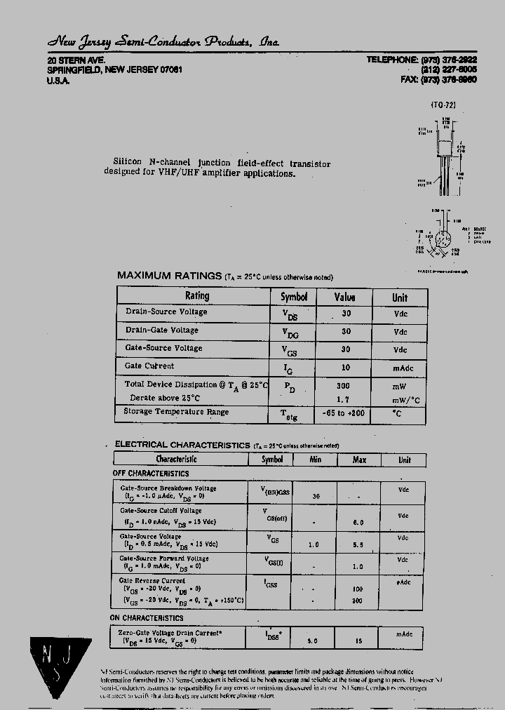 2N4416_6533303.PDF Datasheet Download --- IC-ON-LINE