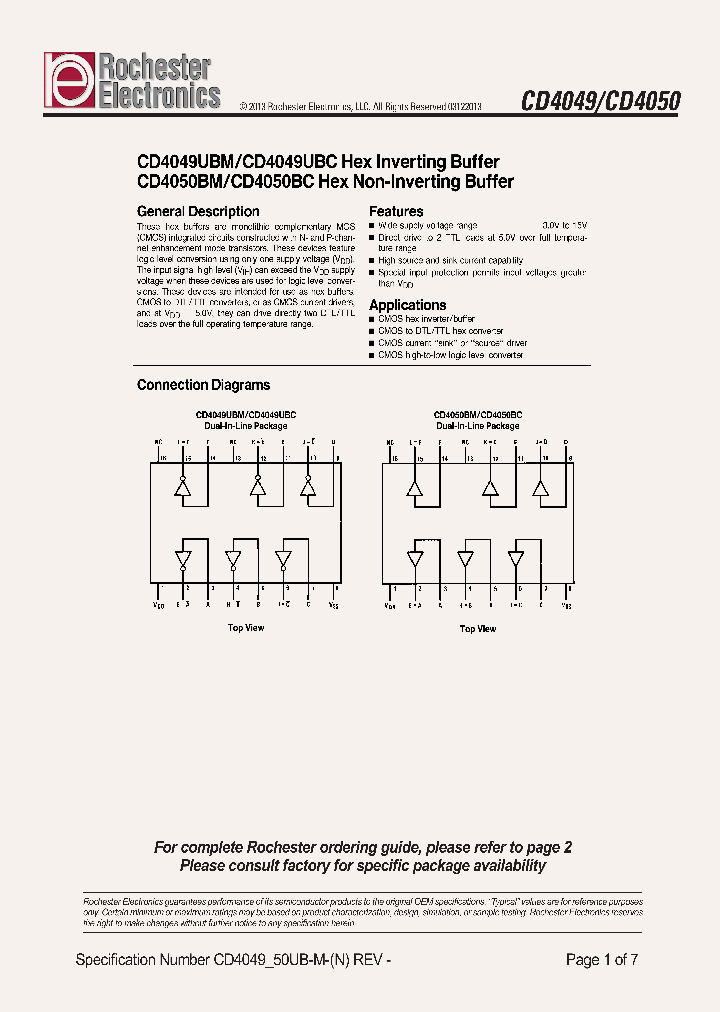 CD4050BC_6598631.PDF Datasheet Download --- IC-ON-LINE