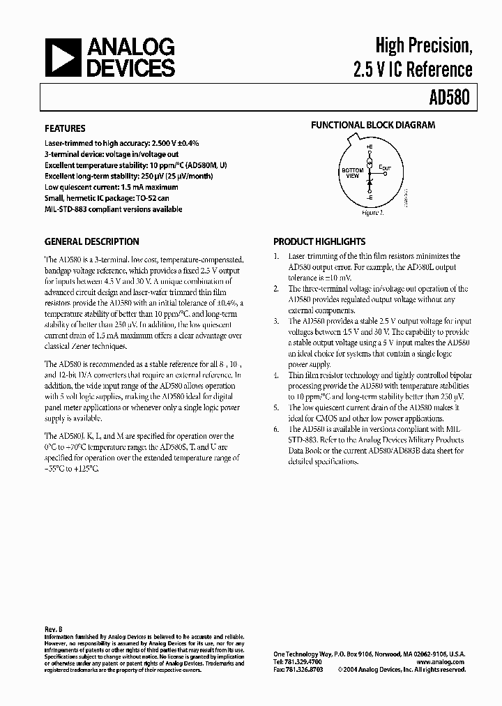 AD580KH_6599552.PDF Datasheet Download --- IC-ON-LINE