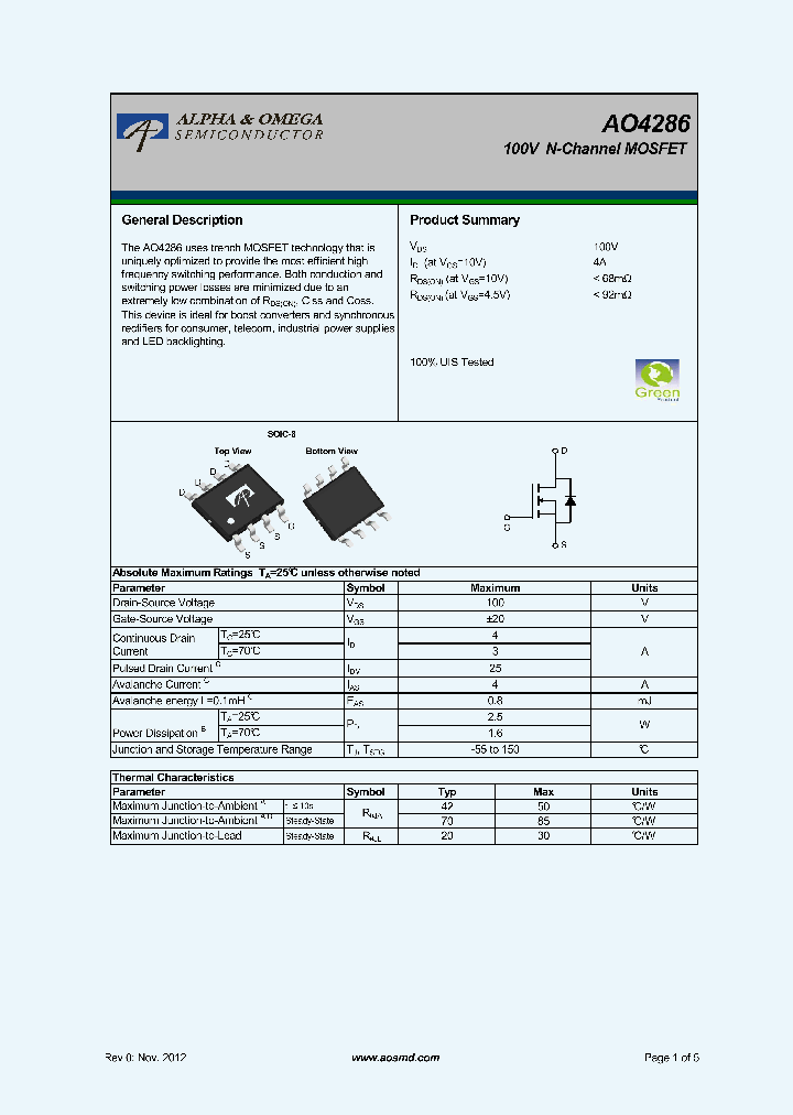 AO4286_6603089.PDF Datasheet Download --- IC-ON-LINE