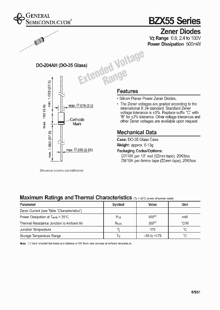 BZX55-C82D8_6614485.PDF Datasheet Download --- IC-ON-LINE