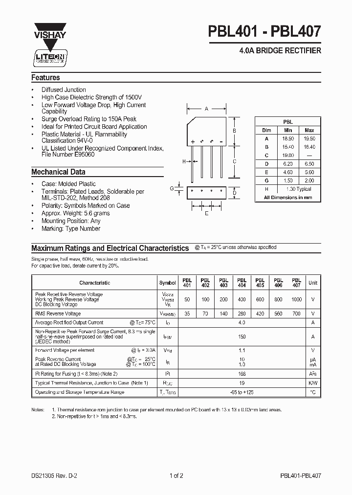 PBL405_6662668.PDF Datasheet Download --- IC-ON-LINE