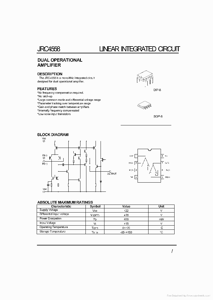 JRC4558_6933134.PDF Datasheet Download --- IC-ON-LINE