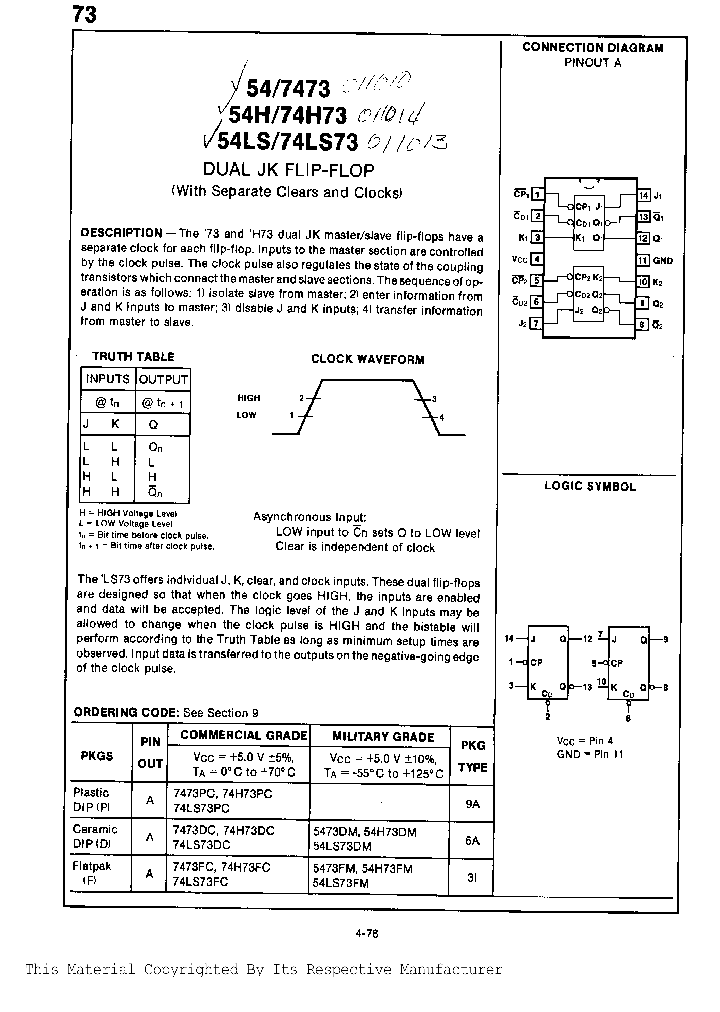 74LS73PC_6708556.PDF Datasheet Download --- IC-ON-LINE