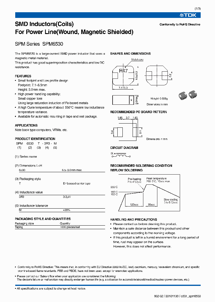 SPM6530T-R47M170_6791367.PDF Datasheet Download --- IC-ON-LINE