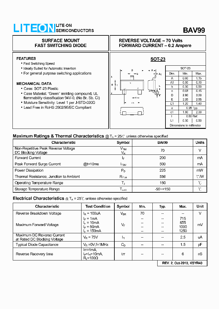 BAV99_6803559.PDF Datasheet Download --- IC-ON-LINE