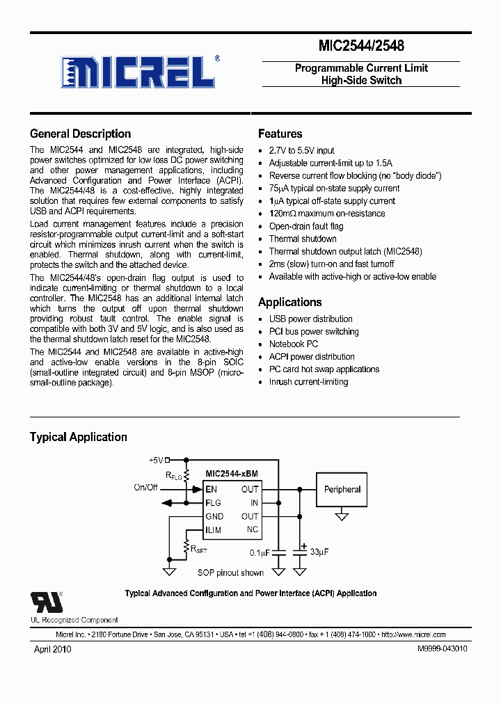MIC2548-1YMM_6826857.PDF Datasheet Download --- IC-ON-LINE