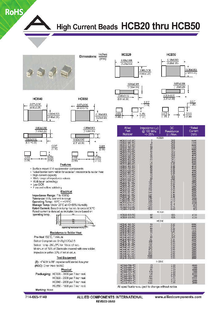 HCB20-122-RC_6901136.PDF Datasheet Download --- IC-ON-LINE
