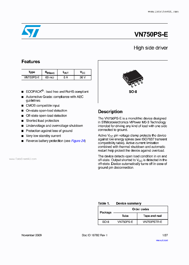 VN750PS-E_6966844.PDF Datasheet Download --- IC-ON-LINE