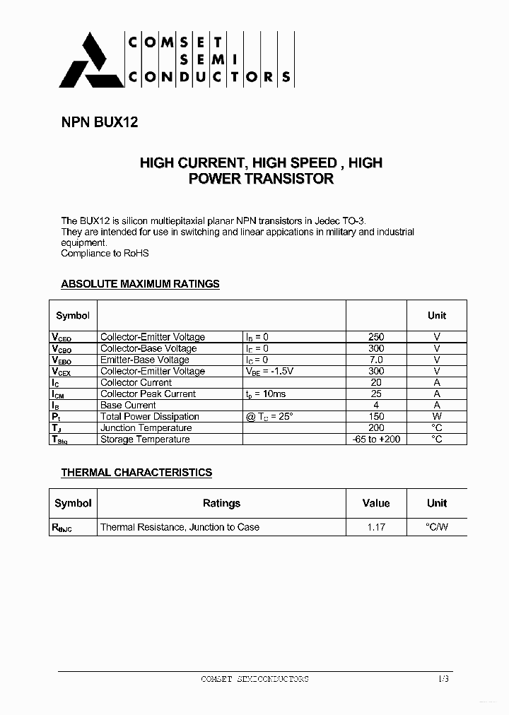 BUX12_6973616.PDF Datasheet Download --- IC-ON-LINE