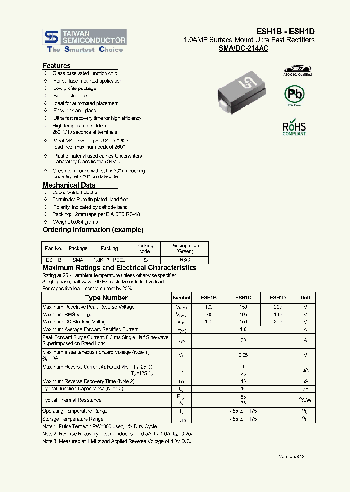 ESH1B13_6976756.PDF Datasheet Download --- IC-ON-LINE