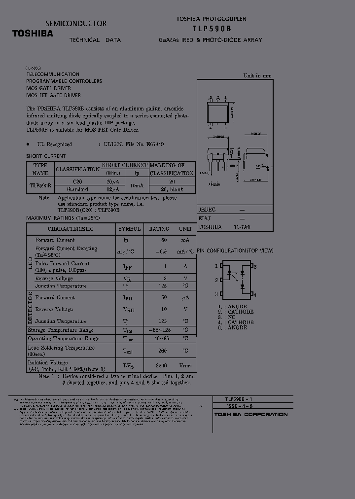 TLP590B_6980115.PDF Datasheet Download --- IC-ON-LINE
