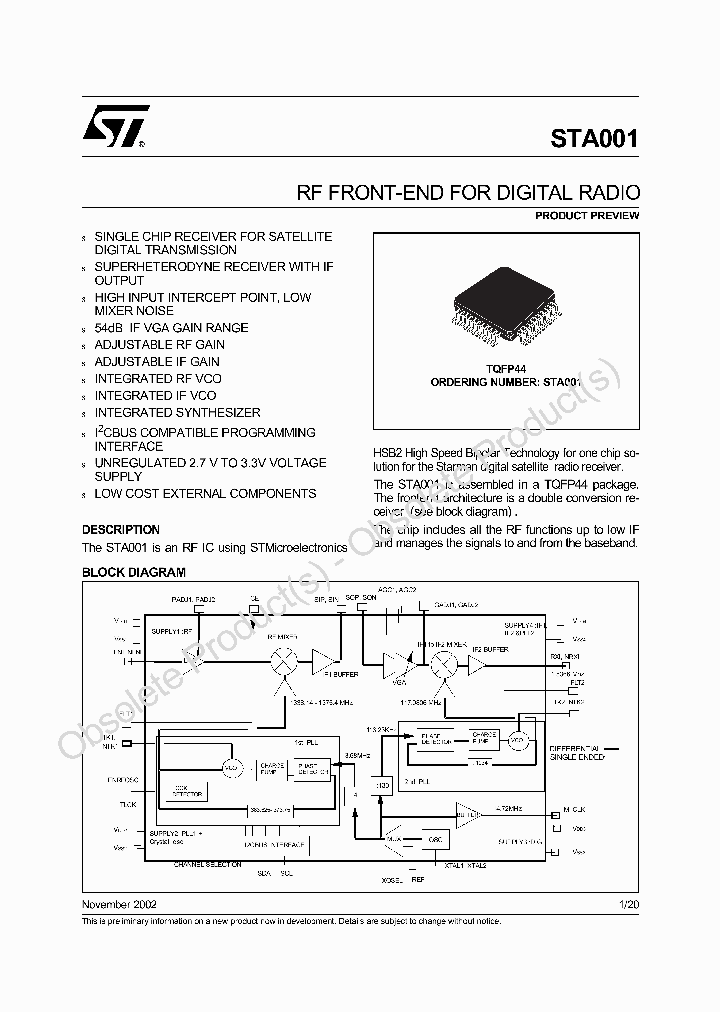STA001_6981998.PDF Datasheet Download --- IC-ON-LINE