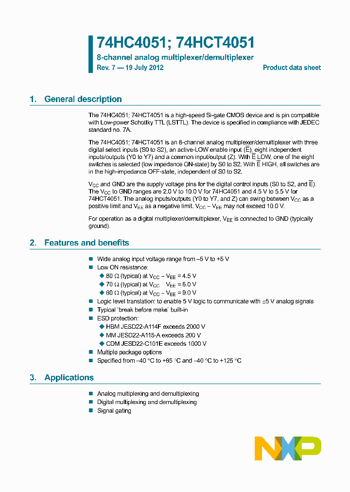 74HC4051D-T_6991058.PDF Datasheet Download --- IC-ON-LINE