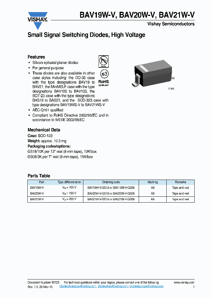 BAV21W-V-GS08_7073901.PDF Datasheet Download --- IC-ON-LINE