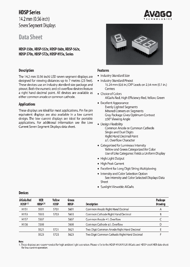 HDSP-5501_7114279.PDF Datasheet Download --- IC-ON-LINE