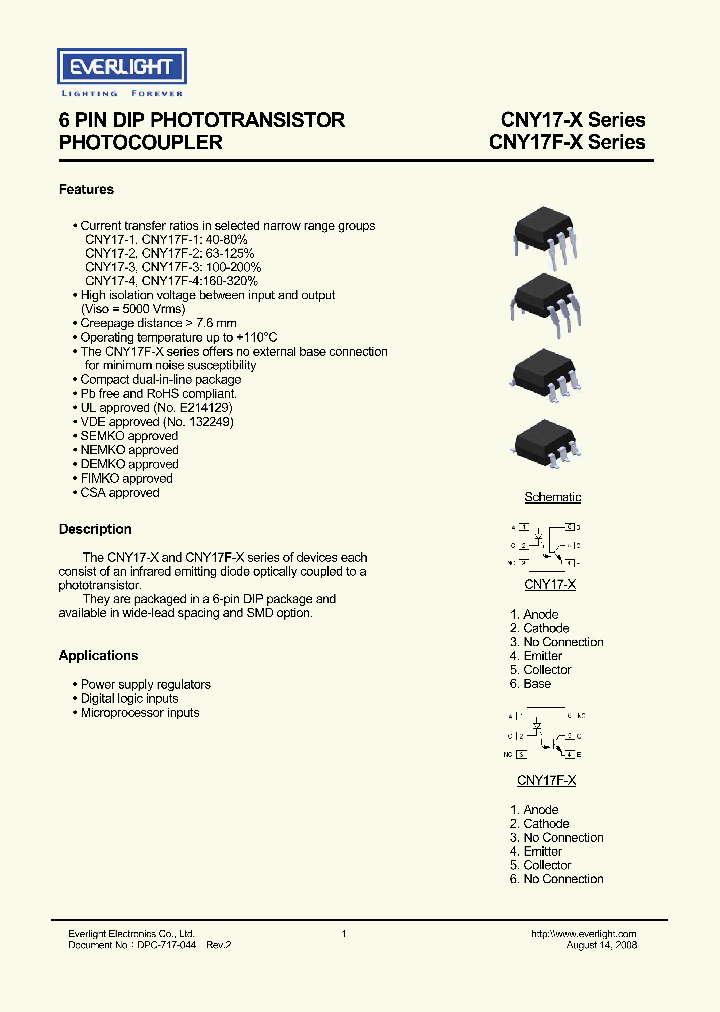 CNY17F-1M-V_7143591.PDF Datasheet Download --- IC-ON-LINE