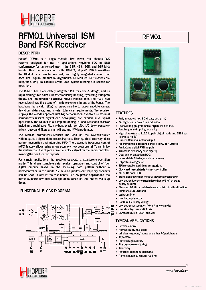 RFM01_7210600.PDF Datasheet Download --- IC-ON-LINE