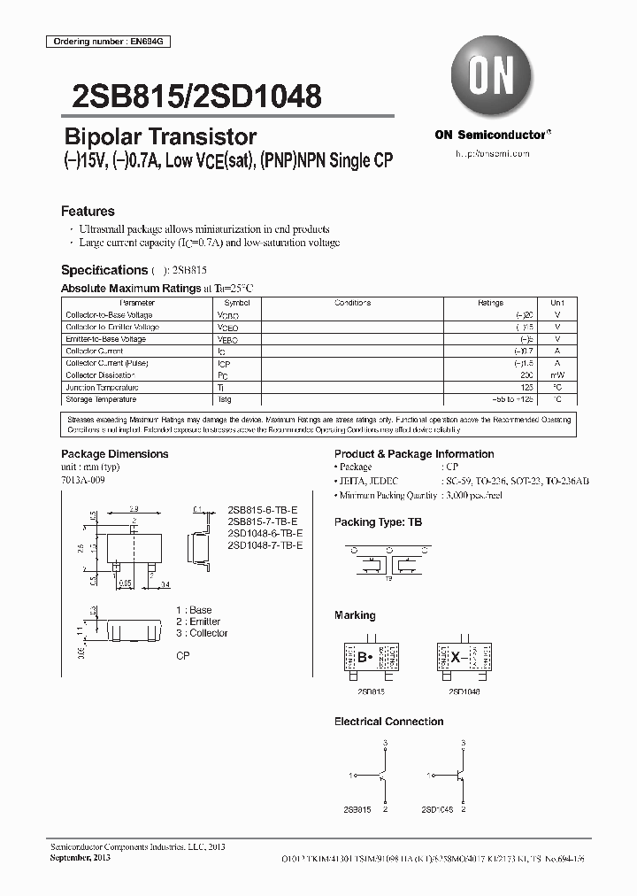 2SD1048-6-TB-E_7237574.PDF Datasheet Download --- IC-ON-LINE