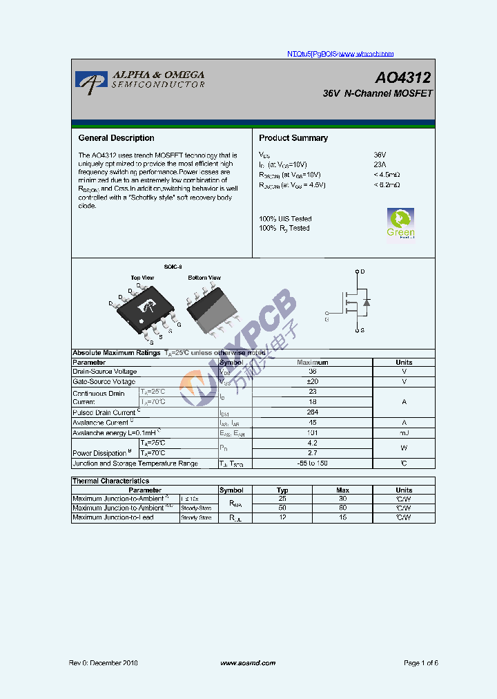 AO4312_7256567.PDF Datasheet Download --- IC-ON-LINE