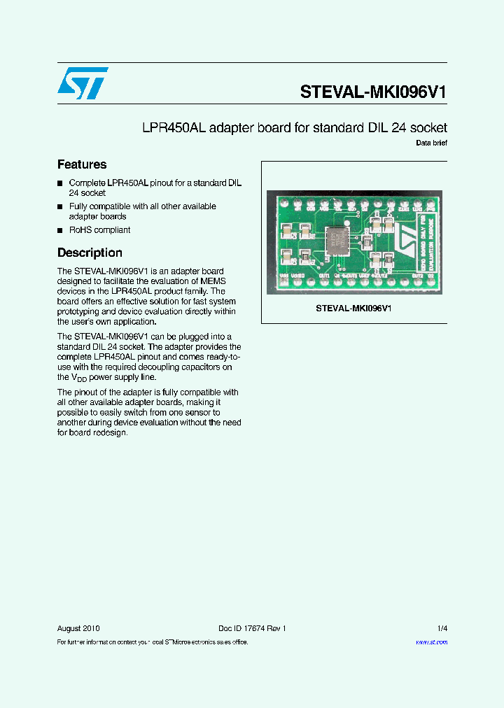 STEVAL-MKI096V1_7257833.PDF Datasheet Download --- IC-ON-LINE