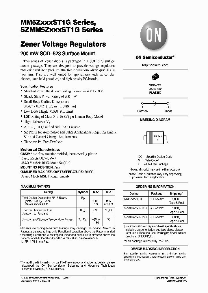 MM5Z2V7ST1G_7279362.PDF Datasheet Download --- IC-ON-LINE