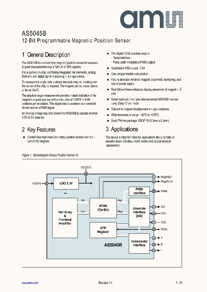 AS5045B-ASST_7457530.PDF Datasheet Download --- IC-ON-LINE