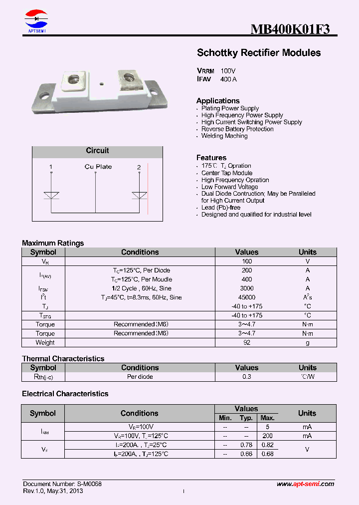 MB400K01F3_7464416.PDF Datasheet Download --- IC-ON-LINE