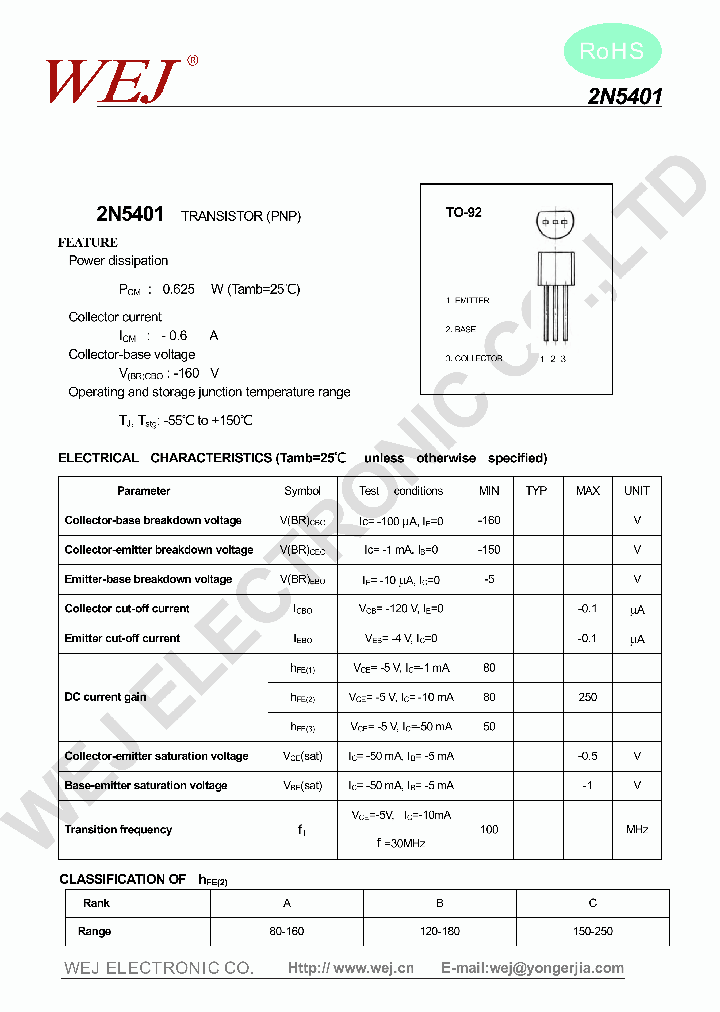 2N5401_7511957.PDF Datasheet Download --- IC-ON-LINE