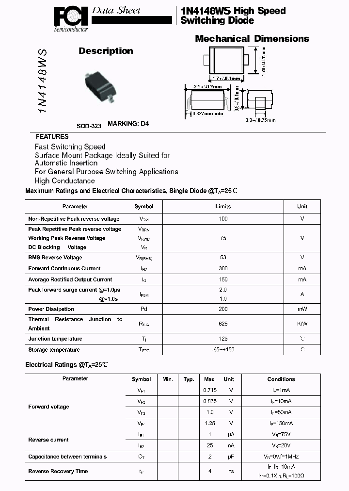 1N4148WS_7529435.PDF Datasheet Download --- IC-ON-LINE