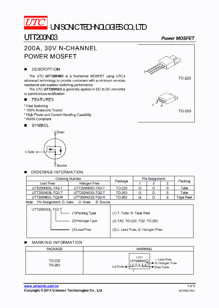 UTT200N03_7540098.PDF Datasheet Download --- IC-ON-LINE